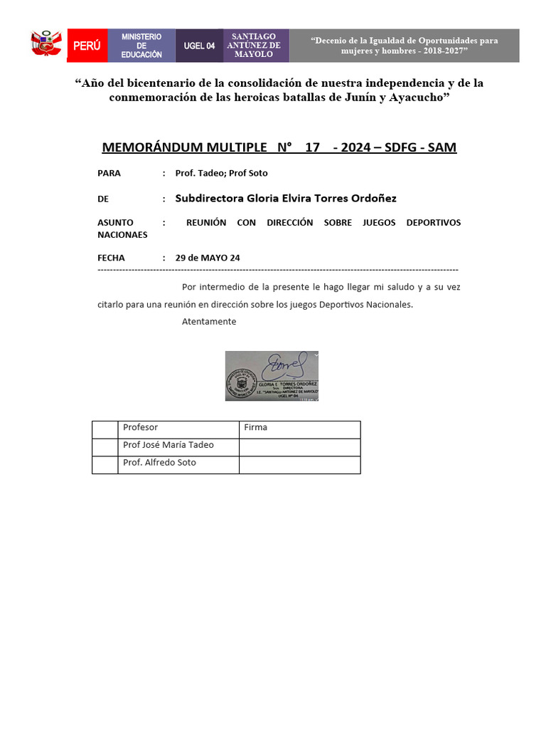 MEMO MULTIPLE 17 OK Prof. Ed. Fisica Reu Del Jueves 30 Mayo. | PDF