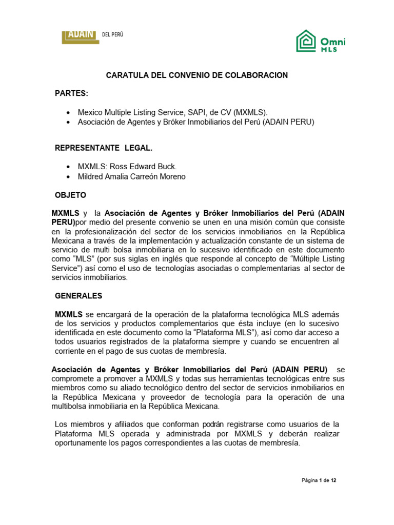Convenio de Asociacion Adain | PDF | Perú | México Convenio de Asociacion Adain | PDF | Perú | México
