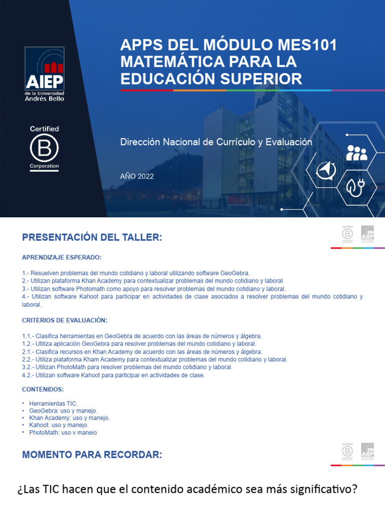 Apps Del Módulo MES101 Matemática para La Educación Supeior | Descargar ...