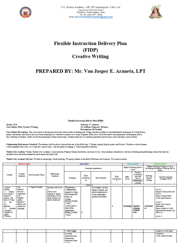 FIDP Creative Writing | PDF | Poetry | Narration