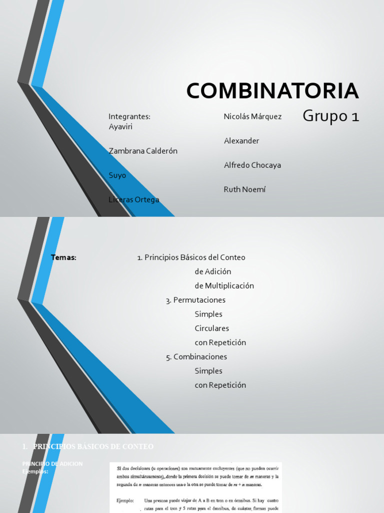 Ejemplos COMBINATORIA | Descargar gratis PDF | Permutación | Combinatoria