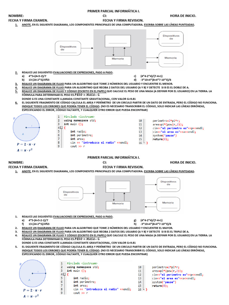 Primer Parcial Informática I v3 | PDF | Algoritmos | Informática teórica