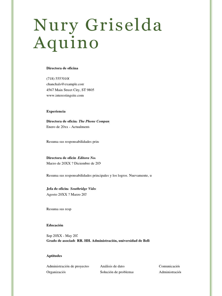 Currículum Vítae Clásico Simple de ATS | PDF