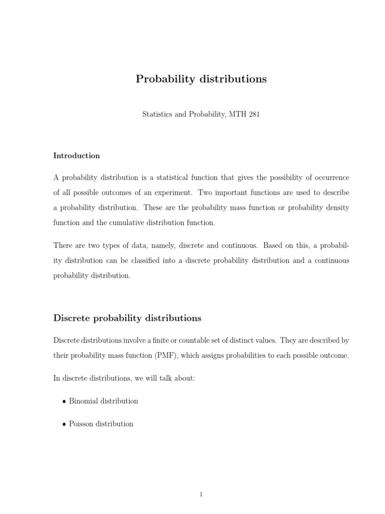 Probability - Distributions | PDF | Probability Distribution | Poisson Distribution