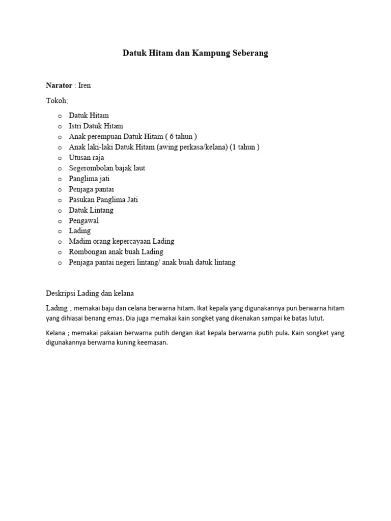 Datuk Hitam Dan Kampung Seberang | PDF