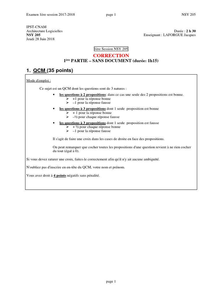 QCM (35 Points) : Correction | PDF | Service web | Internet