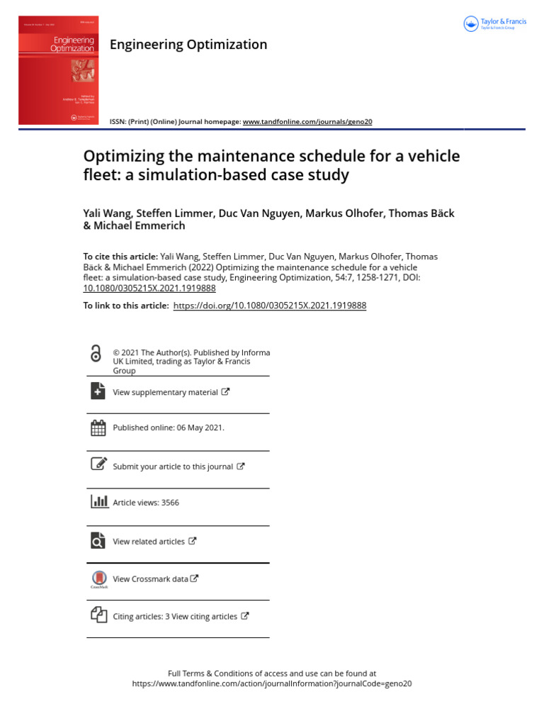 Optimizing The Maintenance Schedule For A Vehicle Fleet A ...