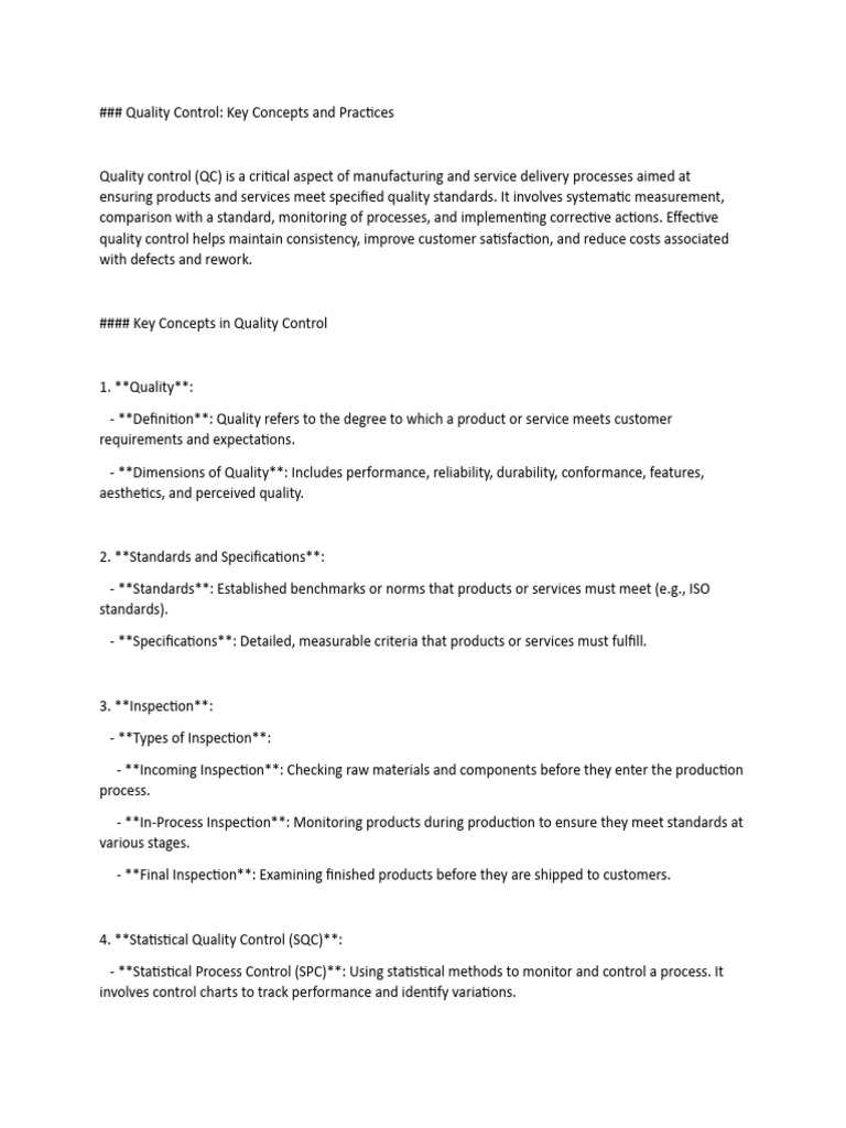 Quality Control | PDF | Quality (Business) | Six Sigma