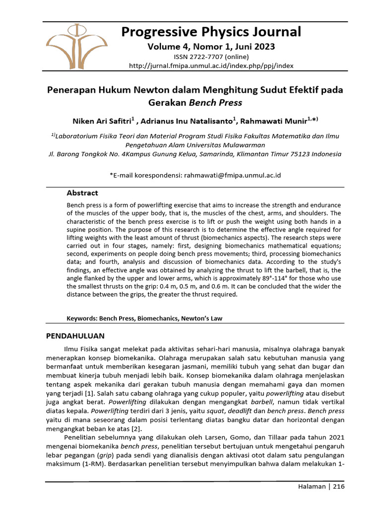 Progressive Physics Journal: Penerapan Hukum Newton Dalam Menghitung ...