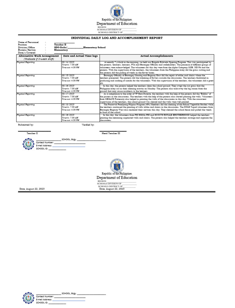 Blank - Brigada Accomplishment Report | PDF