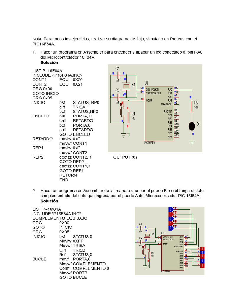 Ejercicios Resueltos de Microcontrolador | PDF | Circuito integrado ...