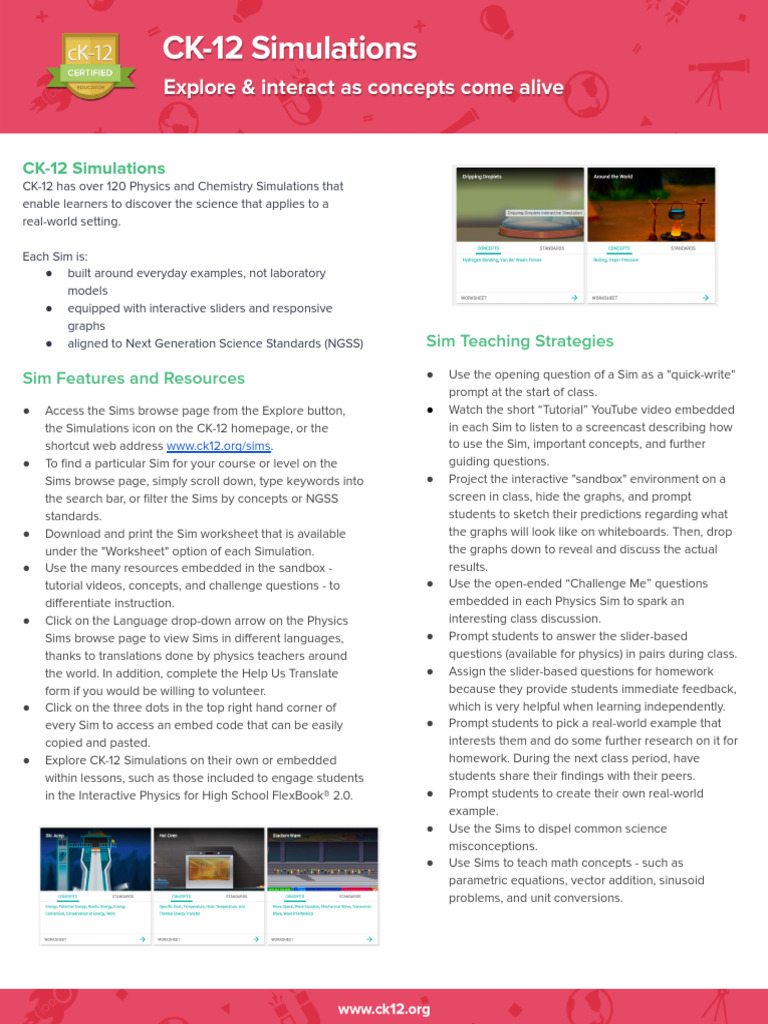 Resource Page Ck-12 Simulations | PDF | Simulation | Learning