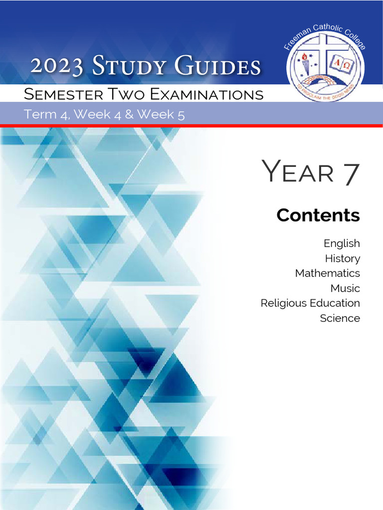 2023 - Year 7 Study Guide - Sem2 | PDF | Taxonomy (Biology) | Adjective