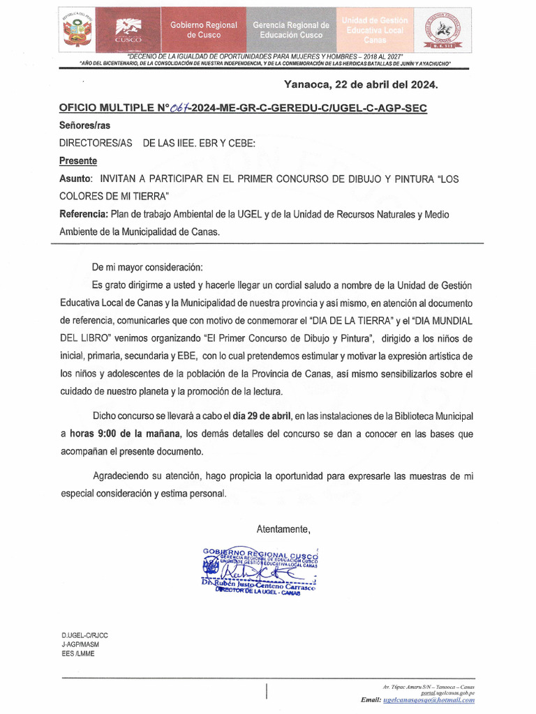 Oficio de Invitación A Concurso de Pintura | PDF