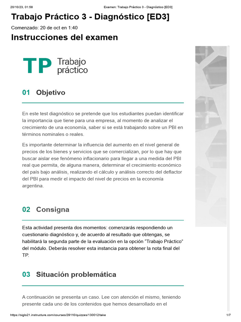 Examen - Trabajo Práctico 3 - Diagnóstico (ED3) | PDF | Producto Interno Bruto | Precios
