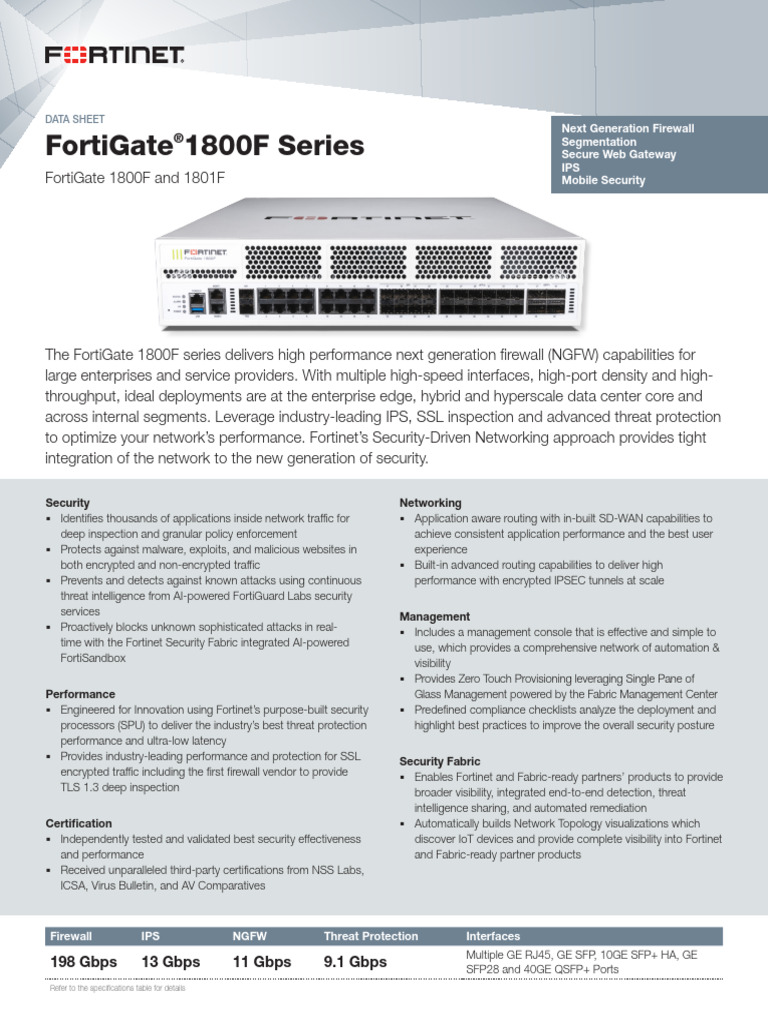 Fortigate 1800f | PDF | Security | Computer Security