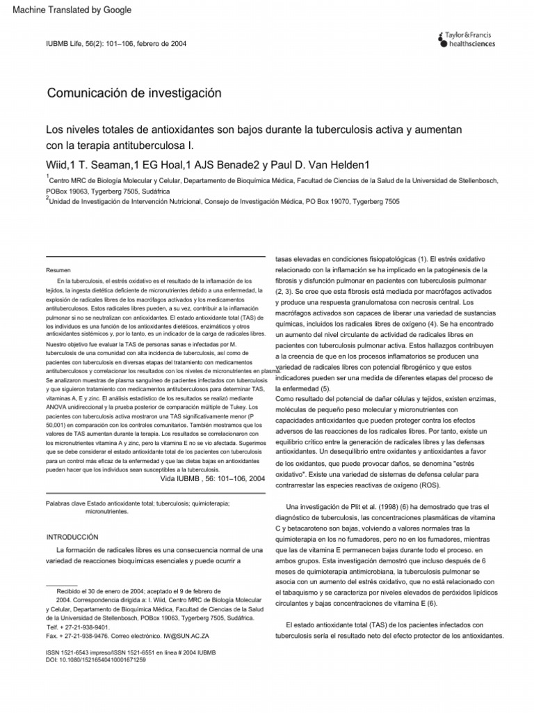 Antecedente Final TBC | PDF | Antioxidante | Tuberculosis