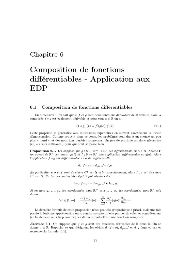 Composition de fonctions différentiables | PDF | Équation aux dérivées ...