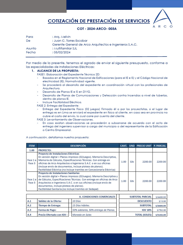 Cotizacion ARCO 2024-003 | PDF | Finanzas y dinero | Informática