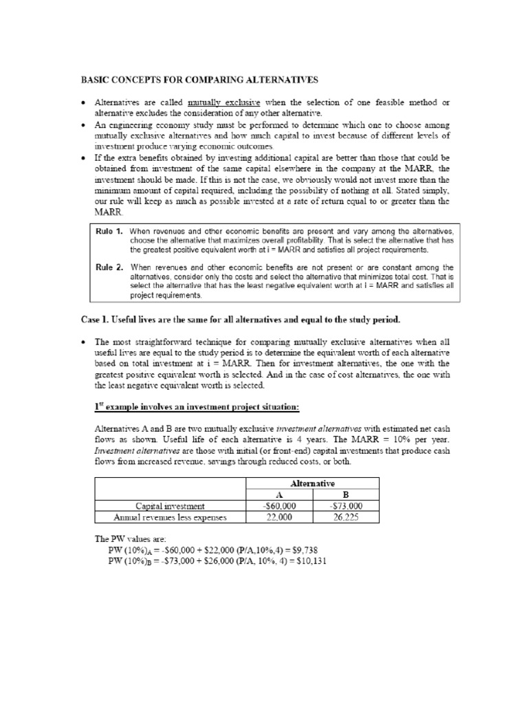 Comparing Alternatives, BCA and Feasibility Study | PDF