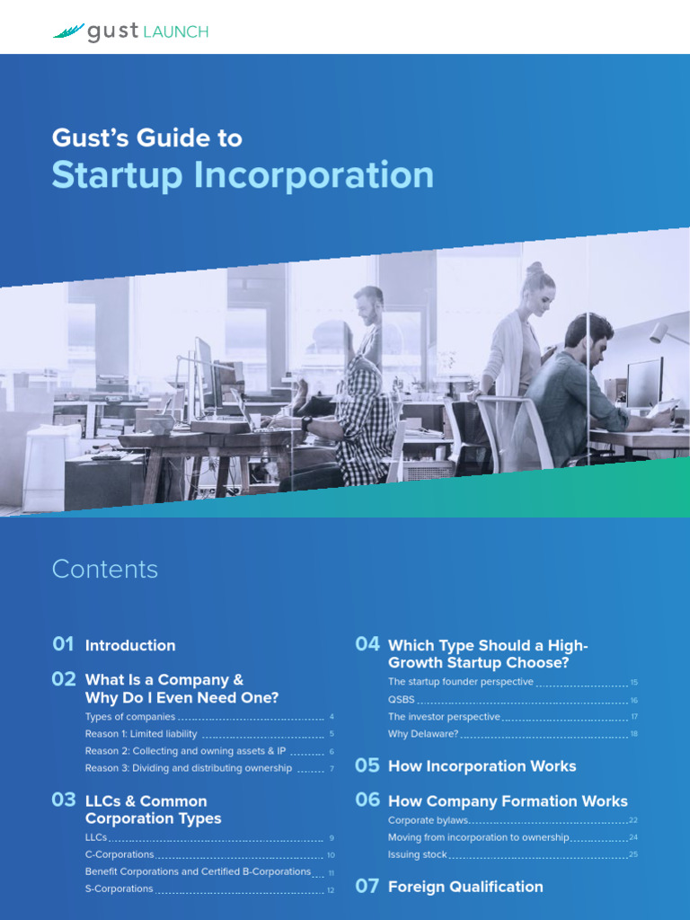 Gust Startup Incorporation Ebook | PDF | Limited Liability Company | Equity (Finance)