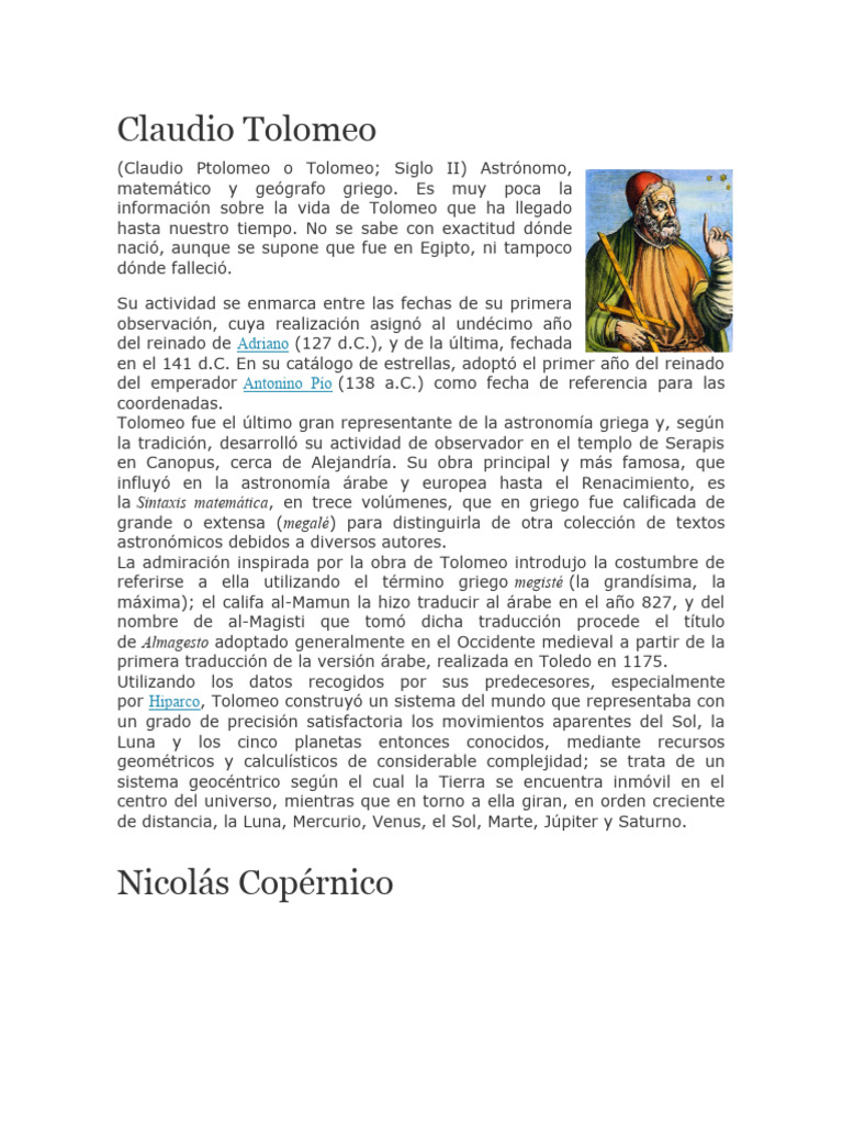Biografias de Nicolas Copernico | PDF | Ptolomeo | Johannes Kepler