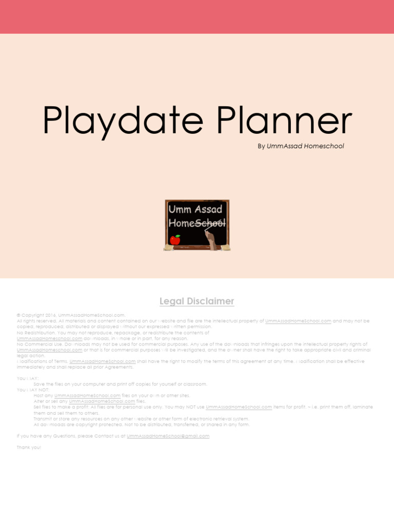 Letter of The Week Playdate Planner | Download Free PDF | Download ...