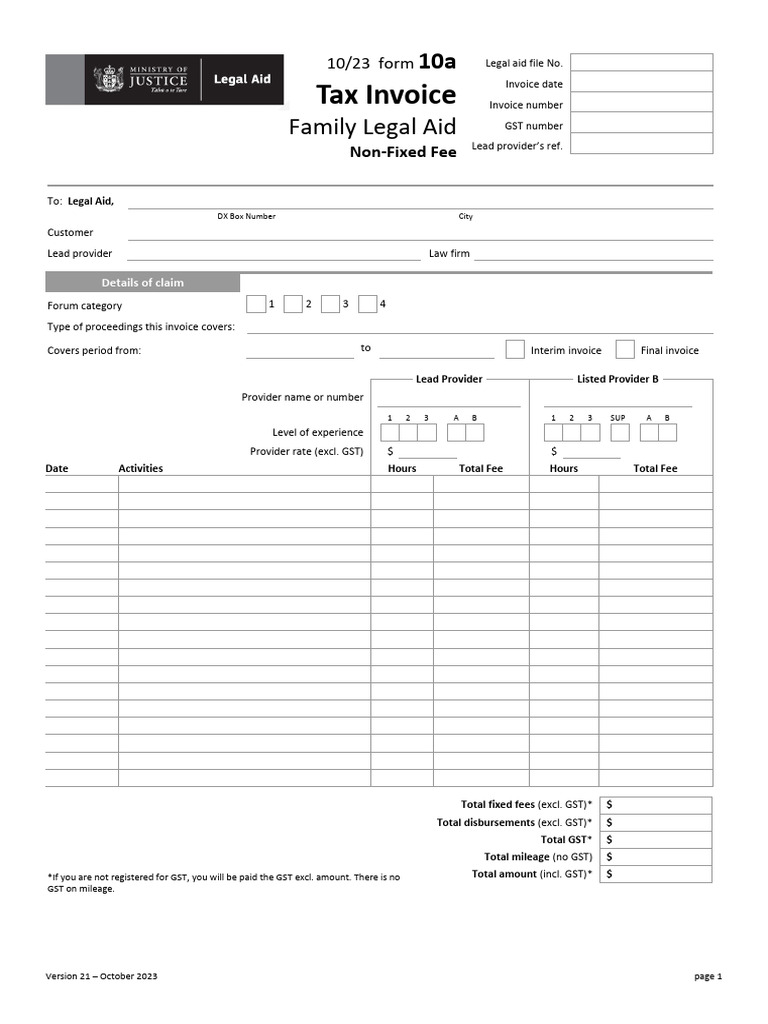 Form 10a - Family Invoice - Non Fixed | PDF | Receipt | Government Finances
