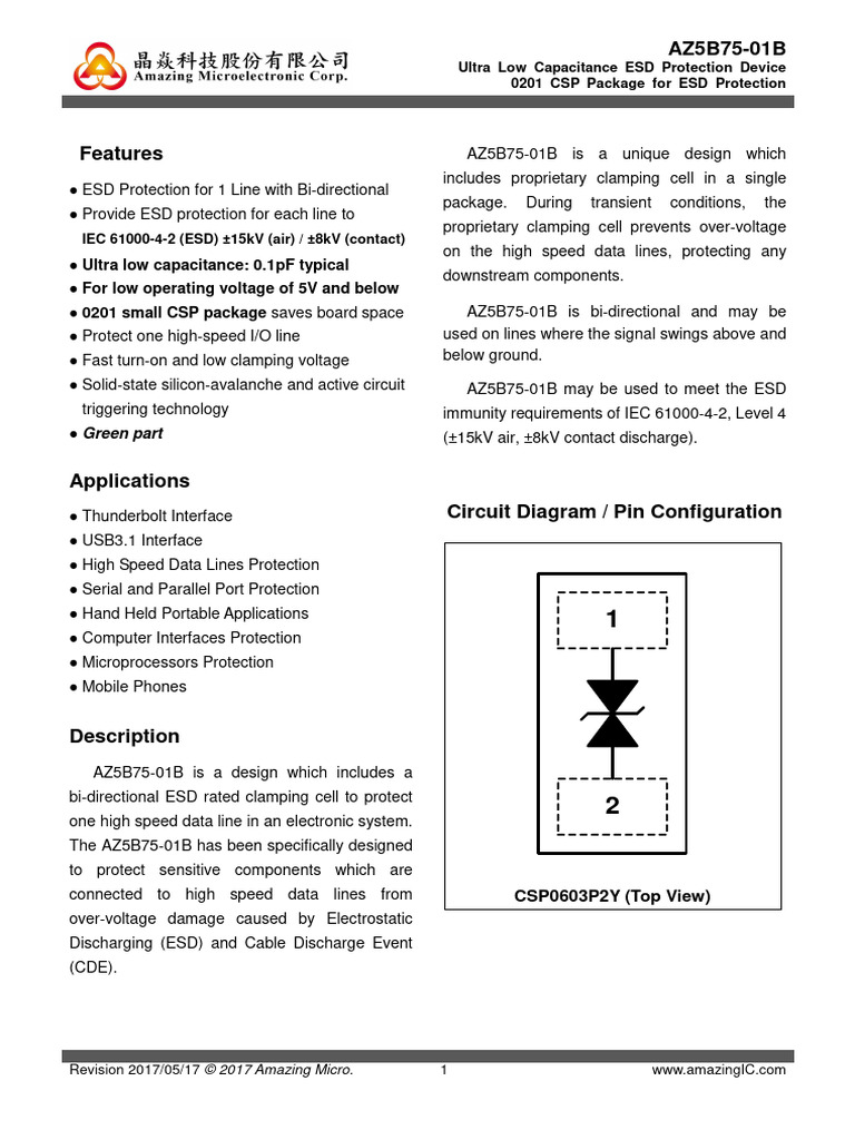 Az5b75 01B | PDF | Electrostatic Discharge | Manufactured Goods