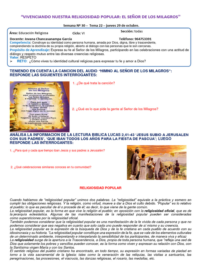 Religiosidad Popular: Señor de los Milagros | PDF | Iglesia Católica