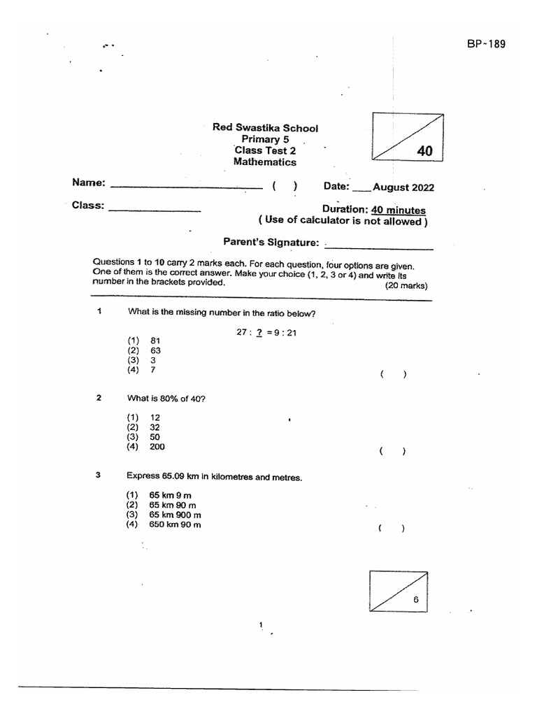 Year 5 Exam Paper | PDF