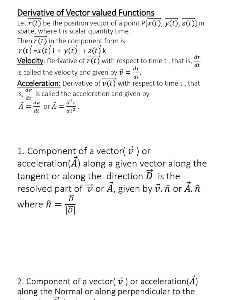 Vector Differentation | PDF | Euclidean Vector | Acceleration