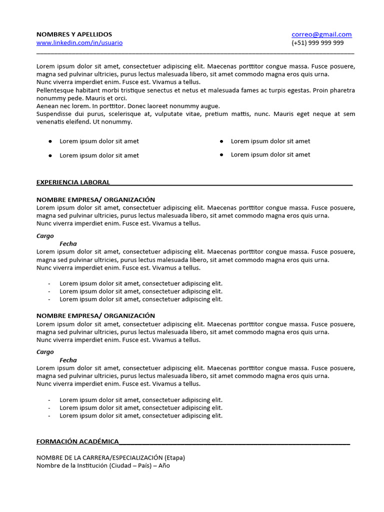 CV Modelo - Practicante Growth | PDF | Crecimiento personal y ...