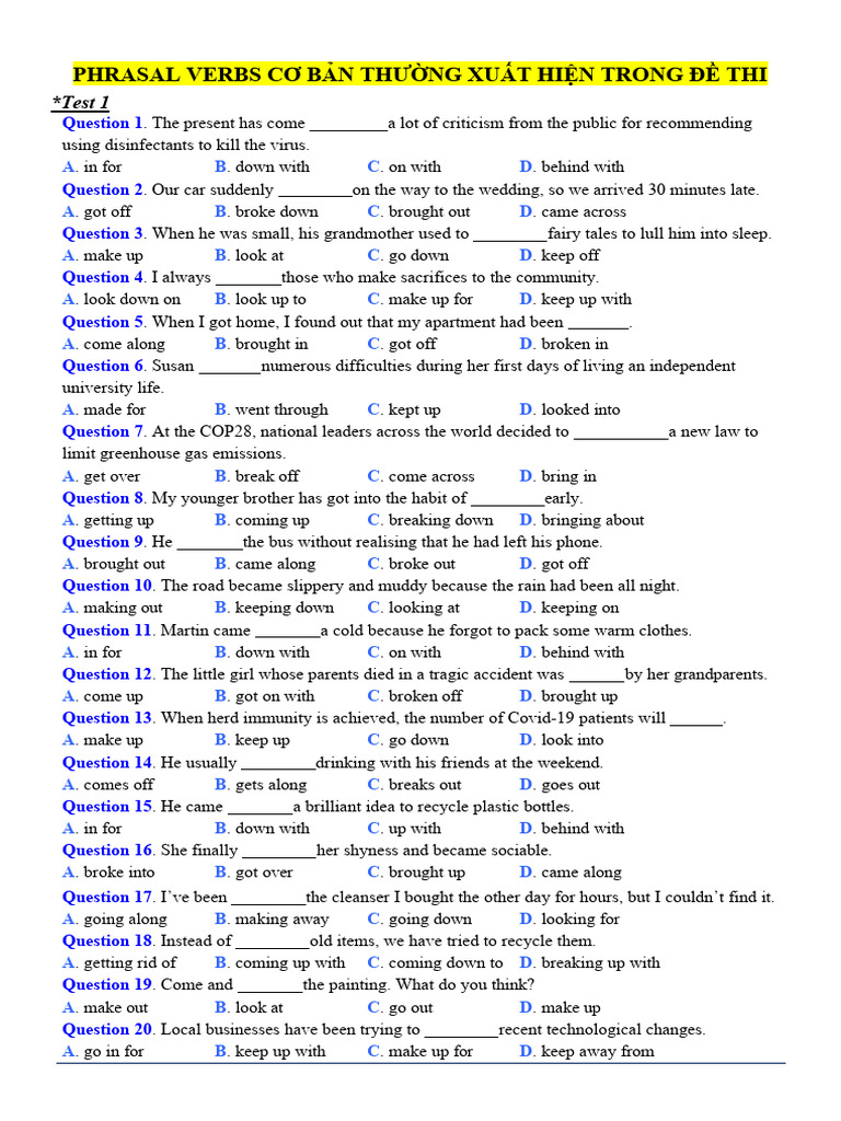 Phrasal Verbs Cơ B N | PDF