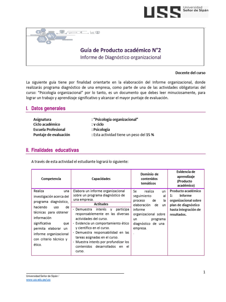 Guia de Producto Academico 2 | Descargar gratis PDF | Psicología industrial y organizacional ...