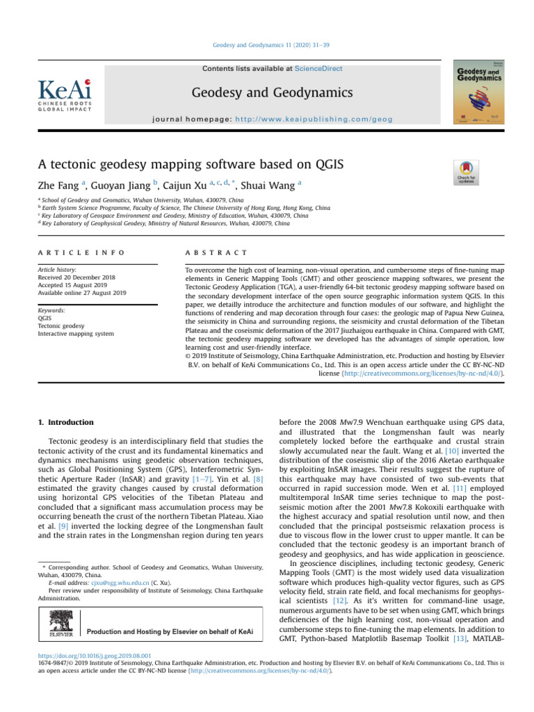 A Tectonic Geodesy Mapping Software Based On QGIS | PDF | Earthquakes ...