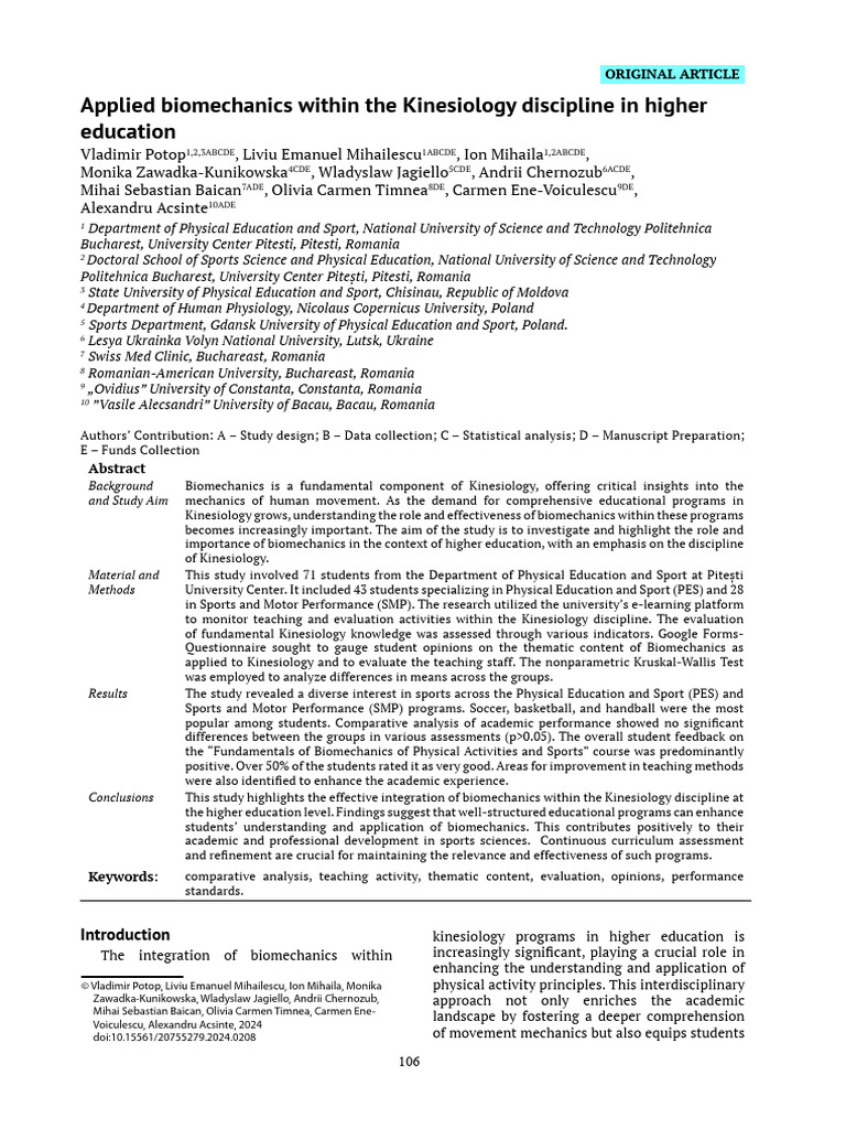 Applied Biomechanics Within The Kinesiology Discip | PDF | Biomechanics ...