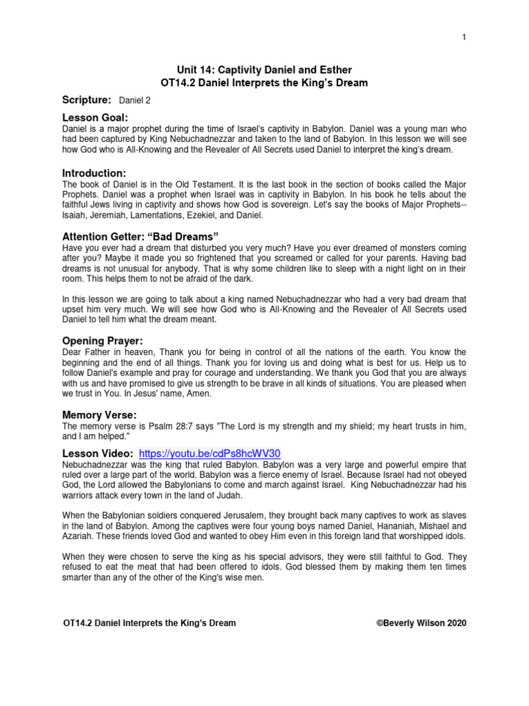 Daniel Interprets Nebuchadnezzar's Dream | PDF | Daniel (Biblical ...