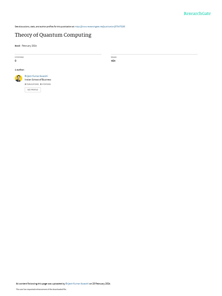 TheoryofQuantumComputing | Download Free PDF | Quantum Computing ...