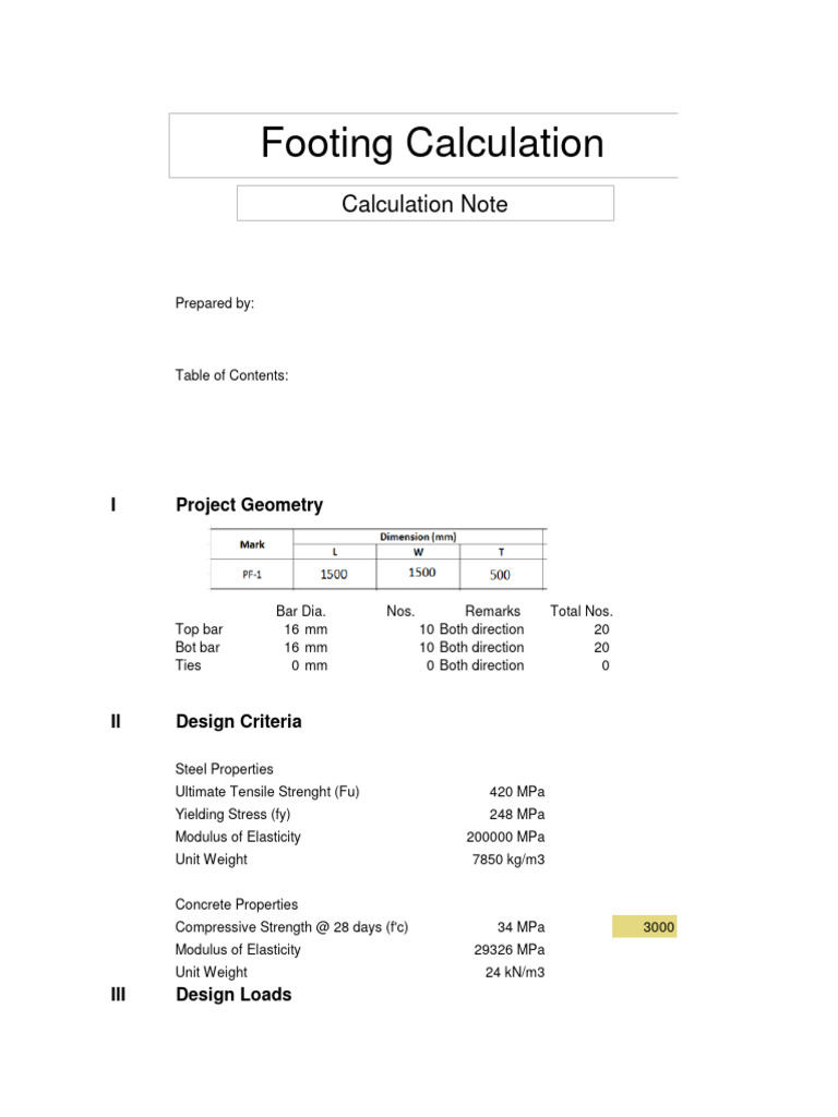 Footing Calculations | PDF | Strength Of Materials | Materials Science