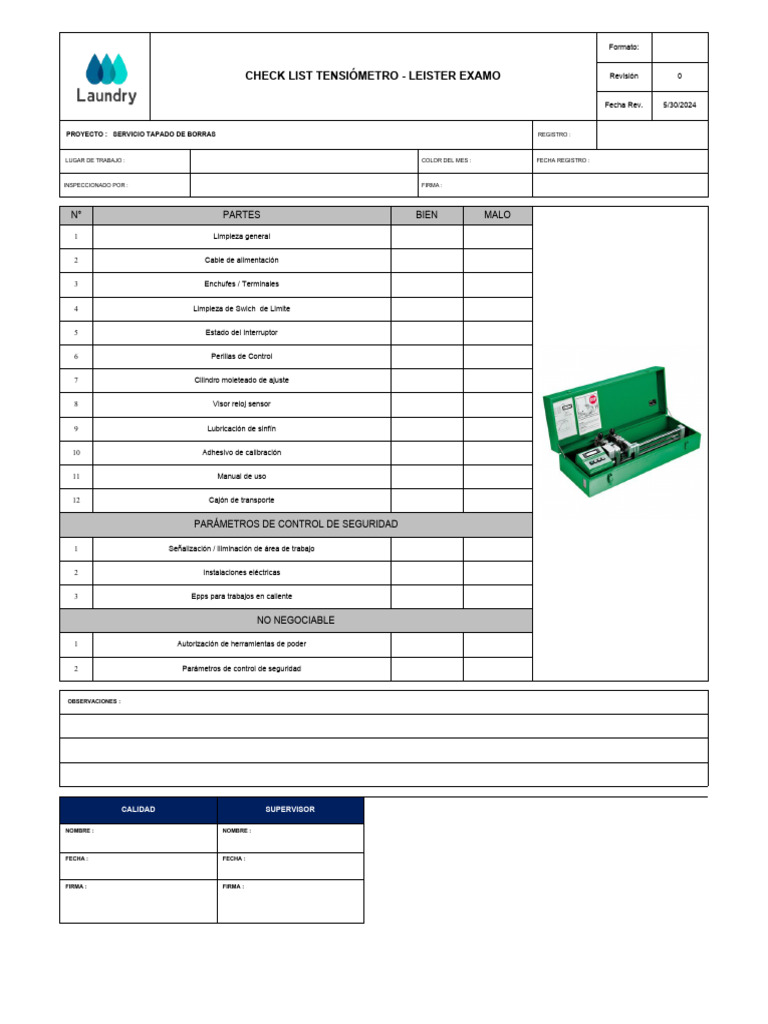 Check List Tensiometro | PDF