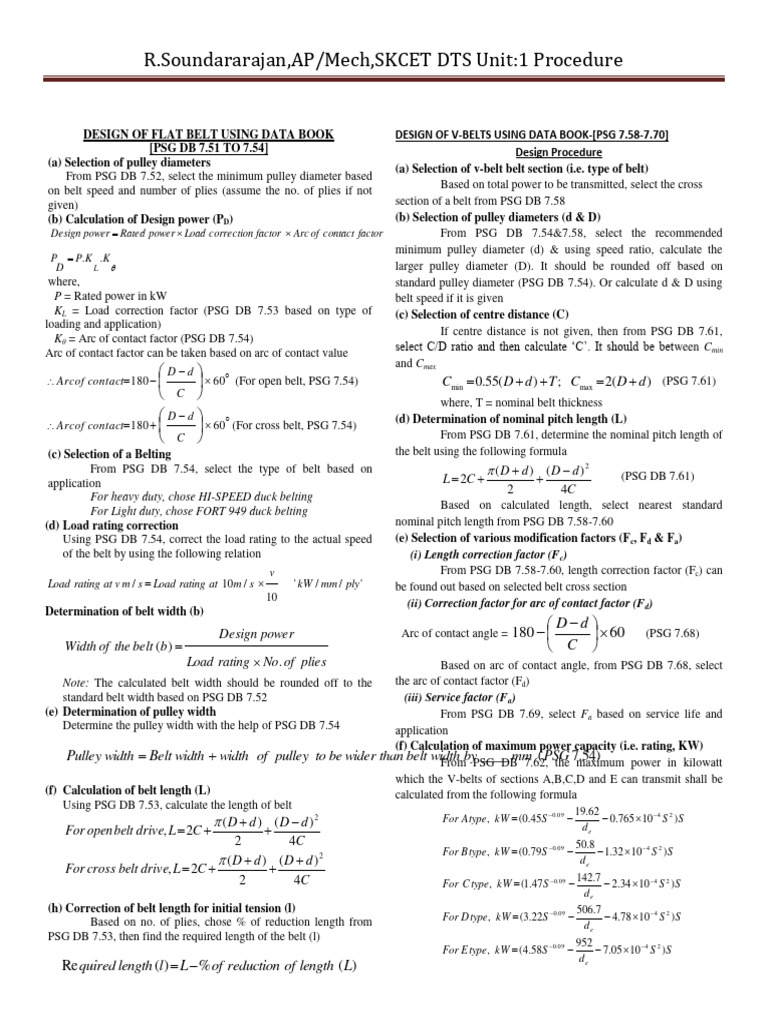 1.DTS Unit-I Procedure | Download Free PDF | Belt (Mechanical) | Mechanics