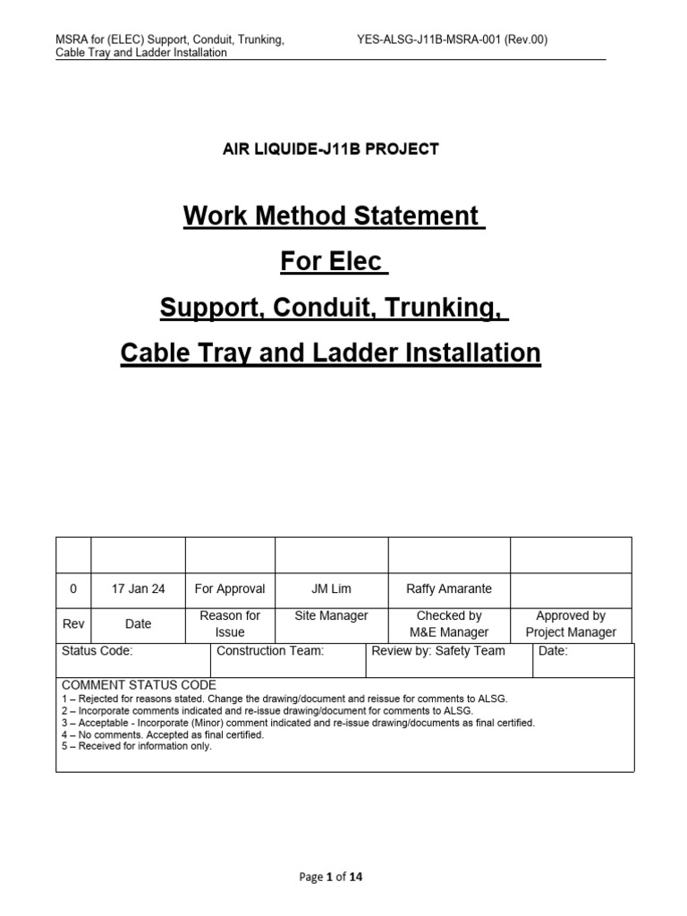 MS For Cable Ladder, Cable Tray, Trunking & Conduit Installation | PDF ...