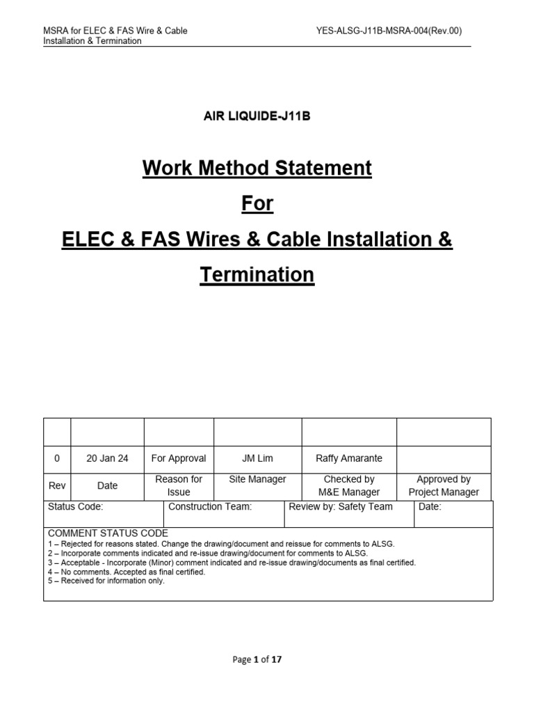 MS For ELEC & FAS Wire & Cables Installations & Termination | PDF ...