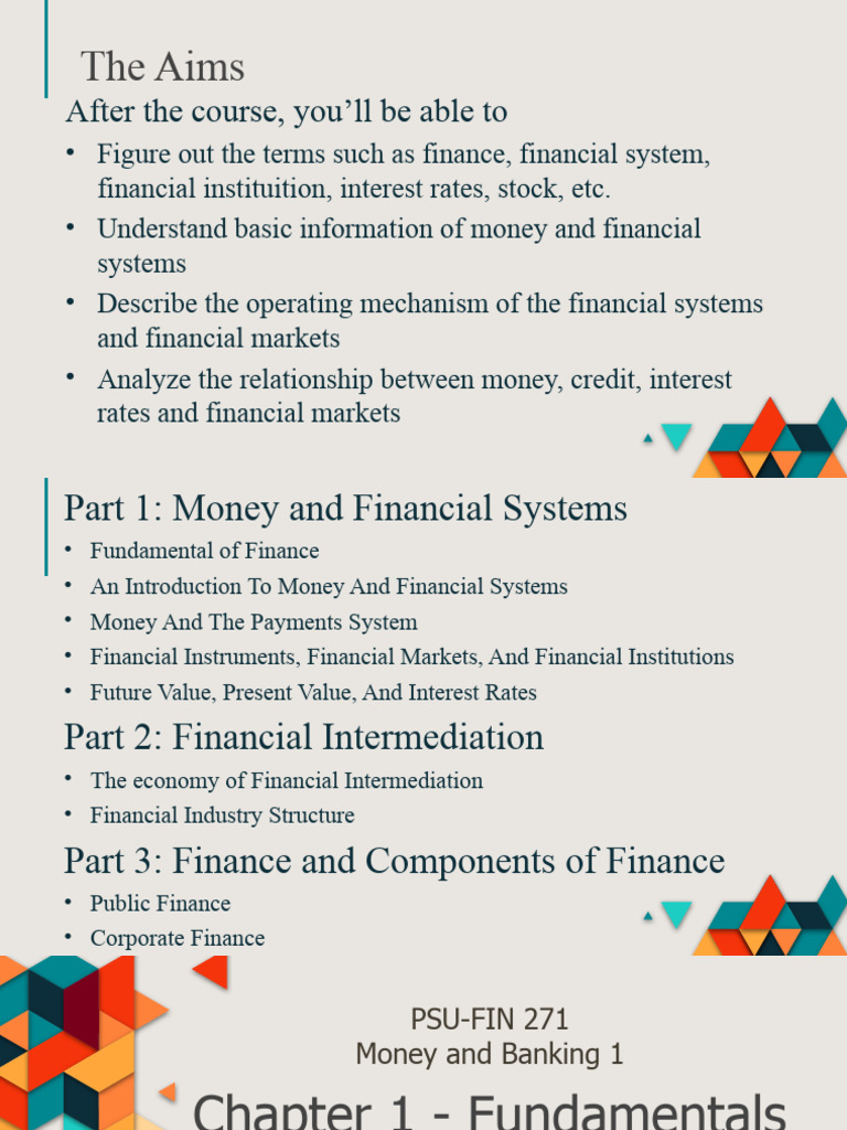 PSU-FIN 271 - Money and Banking 1 - 2021S - Lecture Slides - 1 | PDF ...