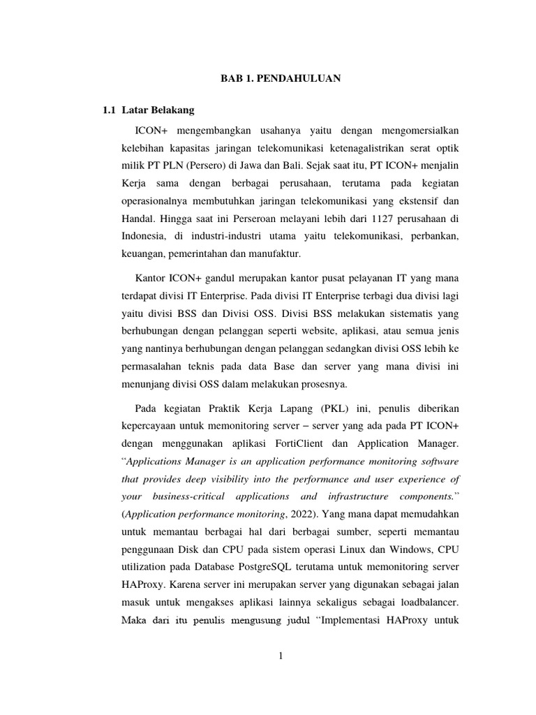 BAB 1 Pendahuluan Laporan PKL | PDF | Komputer