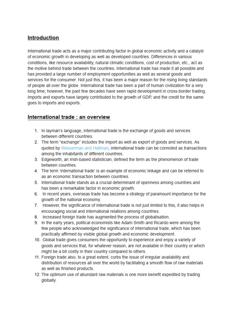 Unit 1 Trade | Download Free PDF | Economics | Business