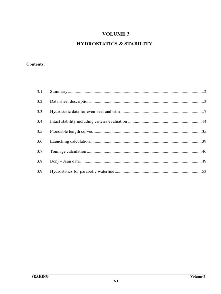 Ship WWW - Uscs.hr - Materials - Manuals - Seaking - 3hydrostab | PDF | Hull (Watercraft) | Ships