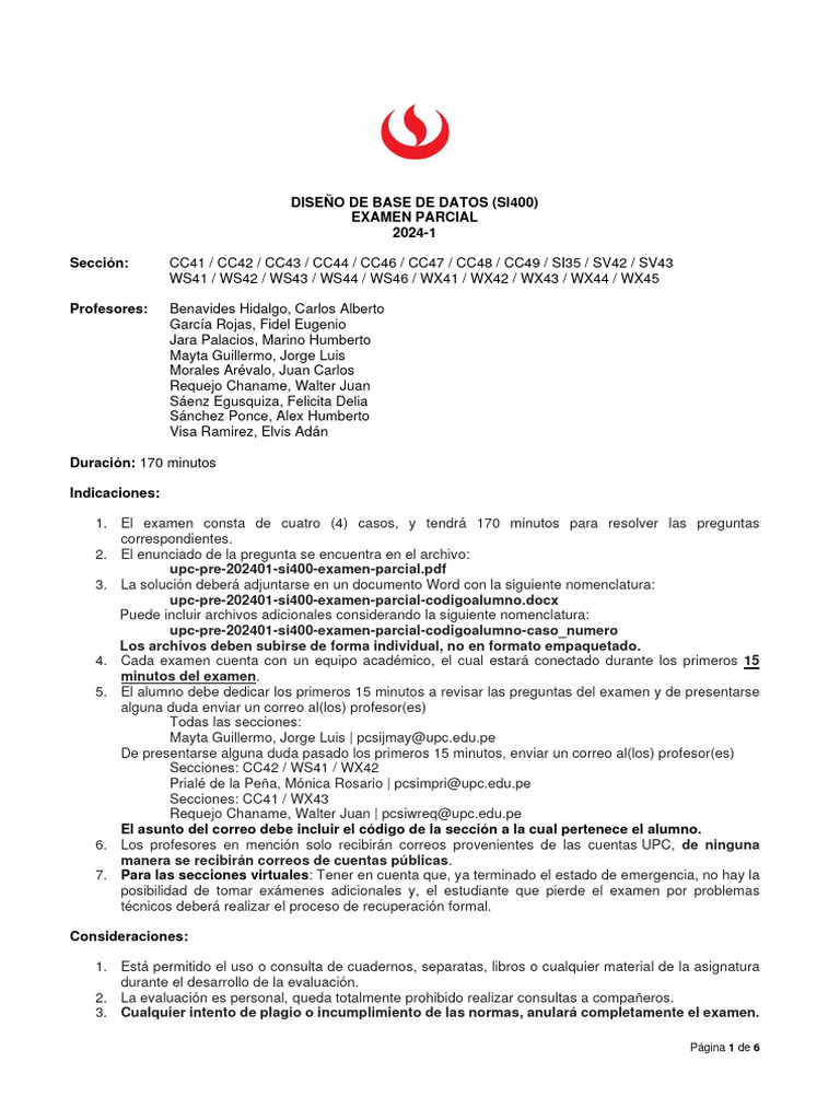 Upc Pre 202401 Si400 Examen Parcial | PDF | Bases de datos Upc Pre 202401 Si400 Examen Parcial | PDF | Bases de datos