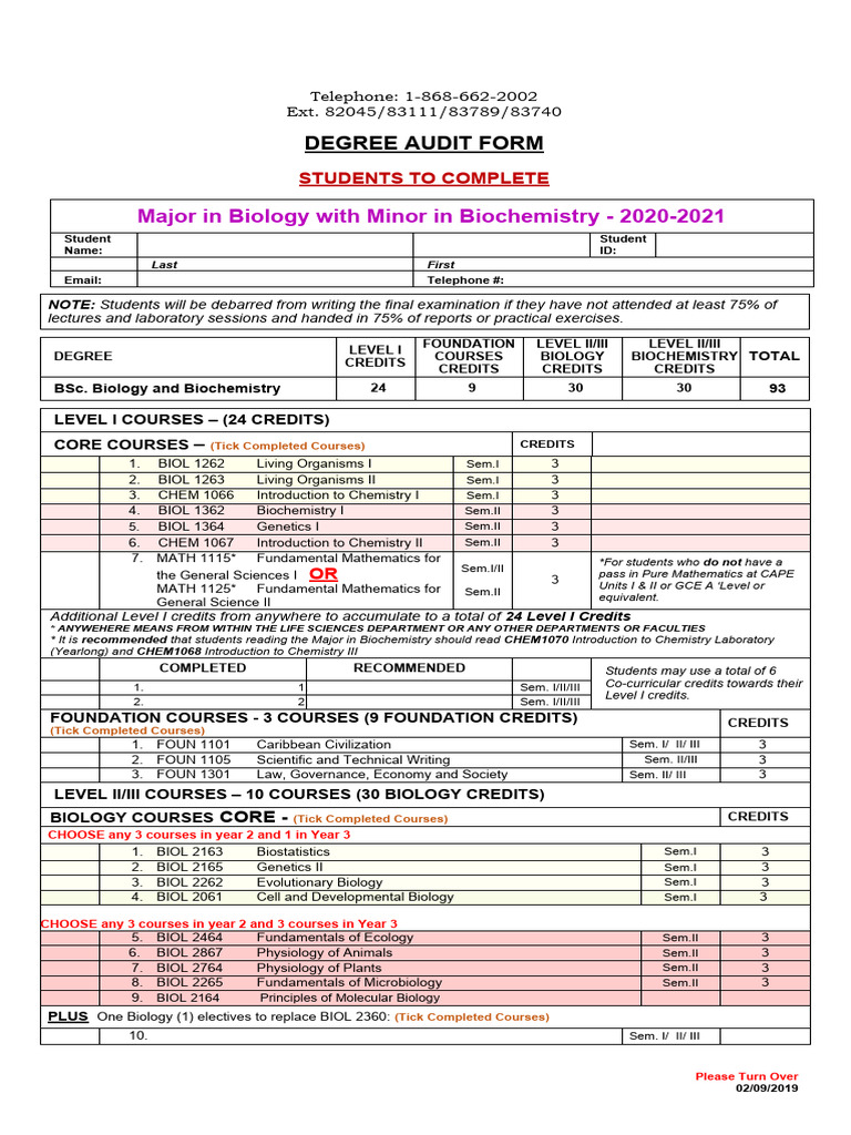 Major in Biology With Biochemistry Minor 2020-2021 | Download Free PDF ...